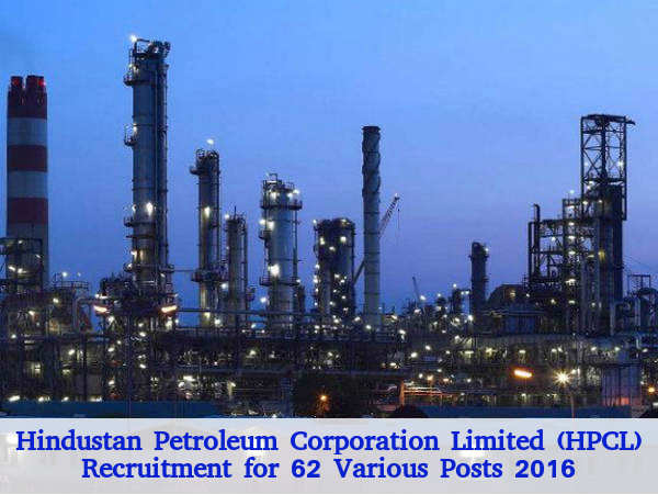 HPCL Job Openings for 62 Various Posts 2016, Apply Now - Careerindia