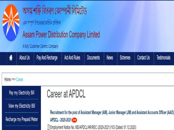 APDCL Recruitment 2020 For 376 Assistant Managers, Junior Managers and ...